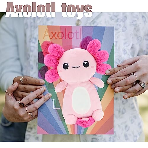 UNIMV Axolotl Plush, Cute Pink Axolotl Stuffed Animals, Kawaii Soft Plushies Pillow Toy Axolotl Plushie Gifts for Girls Kids Decor (Pink)