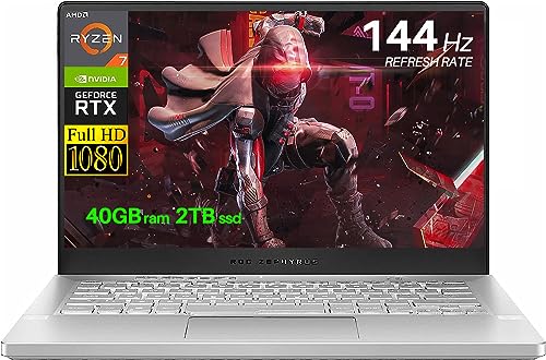 ASUS ROG Zephyrus G14 Gaming Laptop, 14" FHD 144HZ Display, AMD Ryzen 7 5800HS(Up to 4.4 GHz), NVIDIA GeForce RTX 3060 Graphics, 16GB RAM, 512GB SSD, WiFi 6, Windows 11 Home, Moonlight White