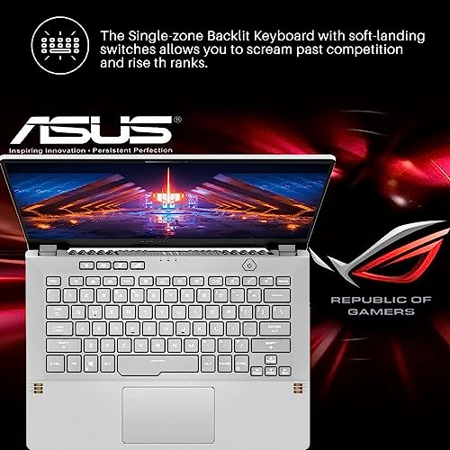 ASUS ROG Zephyrus G14 Gaming Laptop, 14" FHD 144HZ Display, AMD Ryzen 7 5800HS(Up to 4.4 GHz), NVIDIA GeForce RTX 3060 Graphics, 16GB RAM, 512GB SSD, WiFi 6, Windows 11 Home, Moonlight White