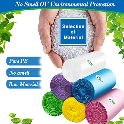 8 Gallon MULTI trash can liners 300 counts,Small trash bags garbage Bags, Strong 8 Gal garbage Bags, Fit 30 liters trash Bin, bathroom trash can liners for Home Pink Green Purple(Multi 300)