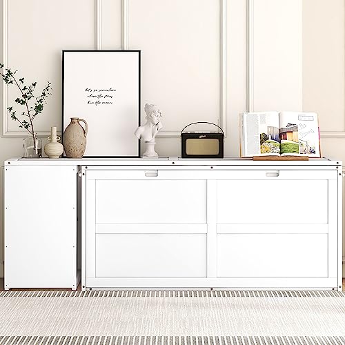 Harper & Bright Designs Modern Murphy Bed with Rotable Desk, Easy Fold Wood Murphy Bed Queen, Space-Saving Murphy Bed Cabinet for Guest Room Home Office,White