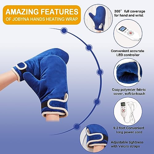 JOBYNA 2 Pack Electric Heated Gloves for Hand Pain Relief, 86-158℉ Fast Wrist/Fingers/Whole Hand Heating Pad, Auto Shut Off, Hand Warmer Ideal for Arthritis Pain Relief & Carpal Tunnel Relief