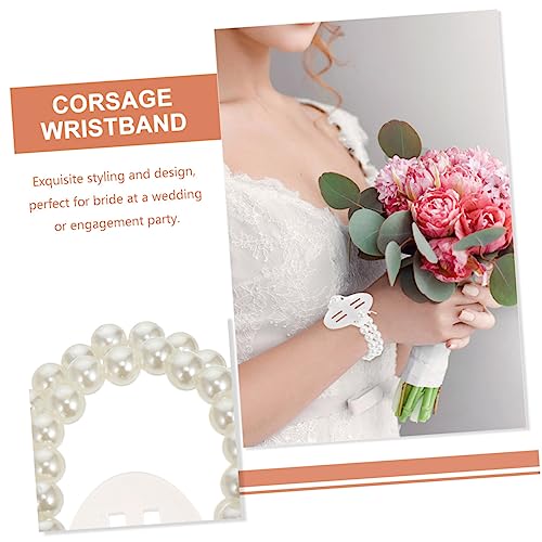 EXCEART 15pcs Bridal Wrist Pearls Bracelet for Mom Stretch Bracelet Flowers Decoration Corsage Stretch Pearl Wedding Wristband Corsage Wristlet Wedding Party Supply Wrist Ornament Bride