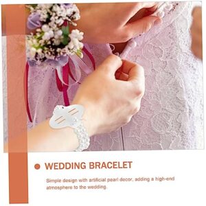 EXCEART 15pcs Bridal Wrist Pearls Bracelet for Mom Stretch Bracelet Flowers Decoration Corsage Stretch Pearl Wedding Wristband Corsage Wristlet Wedding Party Supply Wrist Ornament Bride