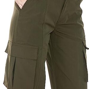 Leggings Depot High Waisted Women’s Straight Wide Leg Trousers w/Pockets, Baggy Cargo Pants, Military-Large