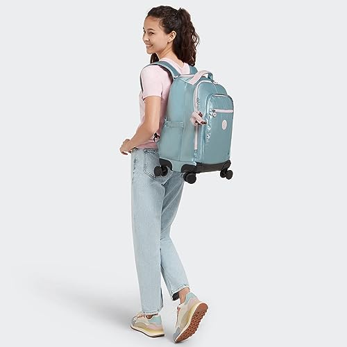 Kipling New Zea Metallic 15" Laptop Rolling Backpack Fairy Green Met