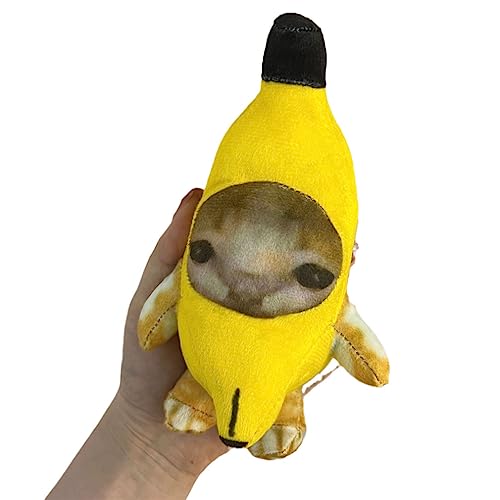 WeightedPlush Cute Banana Cat Plush with Sound, Funny Happy Cat Stuffed Animals Toy, Soft Birthday & Christmas Gifts for Kids