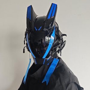 KYEDAY Punk Mask for Men, LED Mask for Women,Futuristic Punk Techwear, Cosplay Halloween Fit Party Music Festival Accessories (blue)