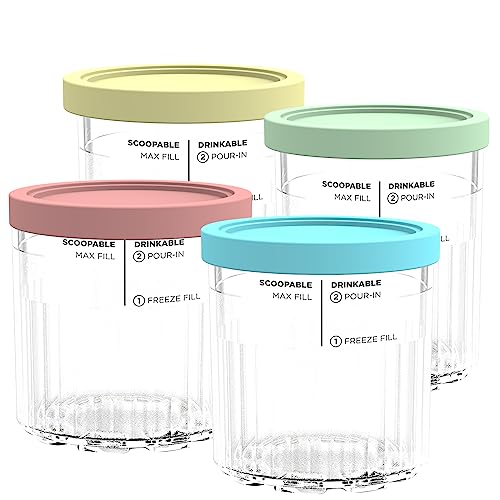 Creami Pint Containers Replacement for Ninja Creami Deluxe Pints 24oz NC501, Compatible with Ninja NC501 NC500 Series Creami Deluxe Ice Cream Makers, Ice Cream Containers with Leak Proof Lids