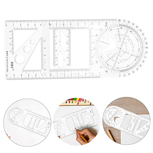 Geometric Drawing Ruler Ruler Metric Ruler Circle Stencil Clear Ruler Examination Use Ruler Mathematics Learning Ruler Drawing Rulers Multipurpose Plastic Ruler White