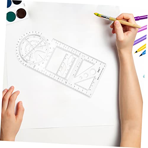 Geometric Drawing Ruler Ruler Metric Ruler Circle Stencil Clear Ruler Examination Use Ruler Mathematics Learning Ruler Drawing Rulers Multipurpose Plastic Ruler White