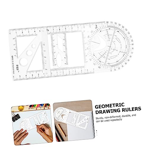 Geometric Drawing Ruler Ruler Metric Ruler Circle Stencil Clear Ruler Examination Use Ruler Mathematics Learning Ruler Drawing Rulers Multipurpose Plastic Ruler White