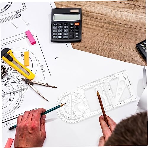 Geometric Drawing Ruler Ruler Metric Ruler Circle Stencil Clear Ruler Examination Use Ruler Mathematics Learning Ruler Drawing Rulers Multipurpose Plastic Ruler White