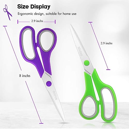 Scissors Bulk Set of 100-Pack, Niutop 8" Multipurpose Sharp Sewing Craft Fabric Scissors for Office Home High/Middle School Student Office Teacher Art Supplies, Soft Comfort-Grip Right/Left Handles