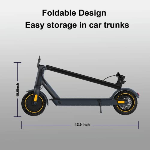 Electric Scooter 10" Solid Tires 600W Peak Motor Up to 20Miles Range and 19Mph Speed for Adults - Portable Folding Commuting Scooter with Double Braking System and App