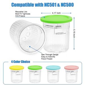 Ninja Creami Pints and Lids 4 Pack, Ninja Creami Deluxe NC501 NC500 Series Ice Cream Makers Containers, Reusable Creami Pint Containers with Leak Proof Lids, BPA-Free & Dishwasher Safe