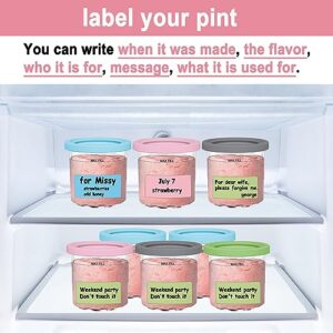 Kubyertos Pints and Lids - 4 Pack Fit for Ninja CREAMi NC299AMZ NC300 NC301 Series Ice Cream Makers, Comes with 20 Label Paper, Dishwasher Safe & BPA-Free, 1 Pint Each, 4 Color Lids Green/Blue/Pink/Grey