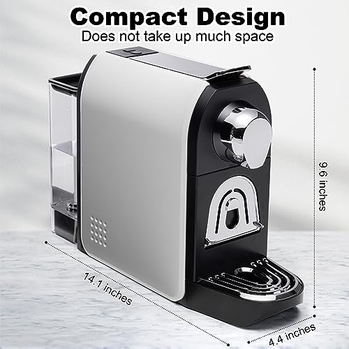 beanglass Espresso Pod Machine Compatible for Nespresso Orignial Capsules, Mini Coffee Maker with 19 Bar High Pressure Pump, 25 oz Removable Water Tank 1400W (White)