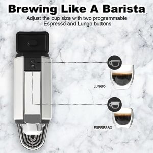 beanglass Espresso Pod Machine Compatible for Nespresso Orignial Capsules, Mini Coffee Maker with 19 Bar High Pressure Pump, 25 oz Removable Water Tank 1400W (White)