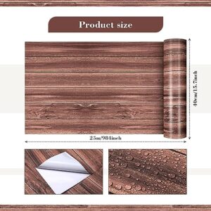 Timgle 15.7" x 984" Wood Grain Peel and Stick Wallpaper Faux Wood Contact Paper Removable Self Adhesive Vinyl Film Vintage Rustic Wall Roll Cover for Cabinet Drawer Shelf Liner Furniture (Wood Grain)