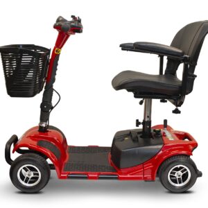 Deluxe Portable Long Range Electric Mobility Scooter, Easy Collapsible 300lbs Weight Capacity Travel Scooter Red