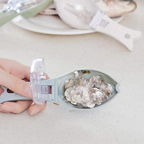 mewmewcat Kitchen Tool Fish Scale Scraper Fish Skin ing Peeler Brush Scaler with Cover Scale Catcher