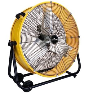 tornado - 24 inch high velocity heavy duty tilt metal drum fan yellow commercial, industrial use 3 speed 8540 cfm