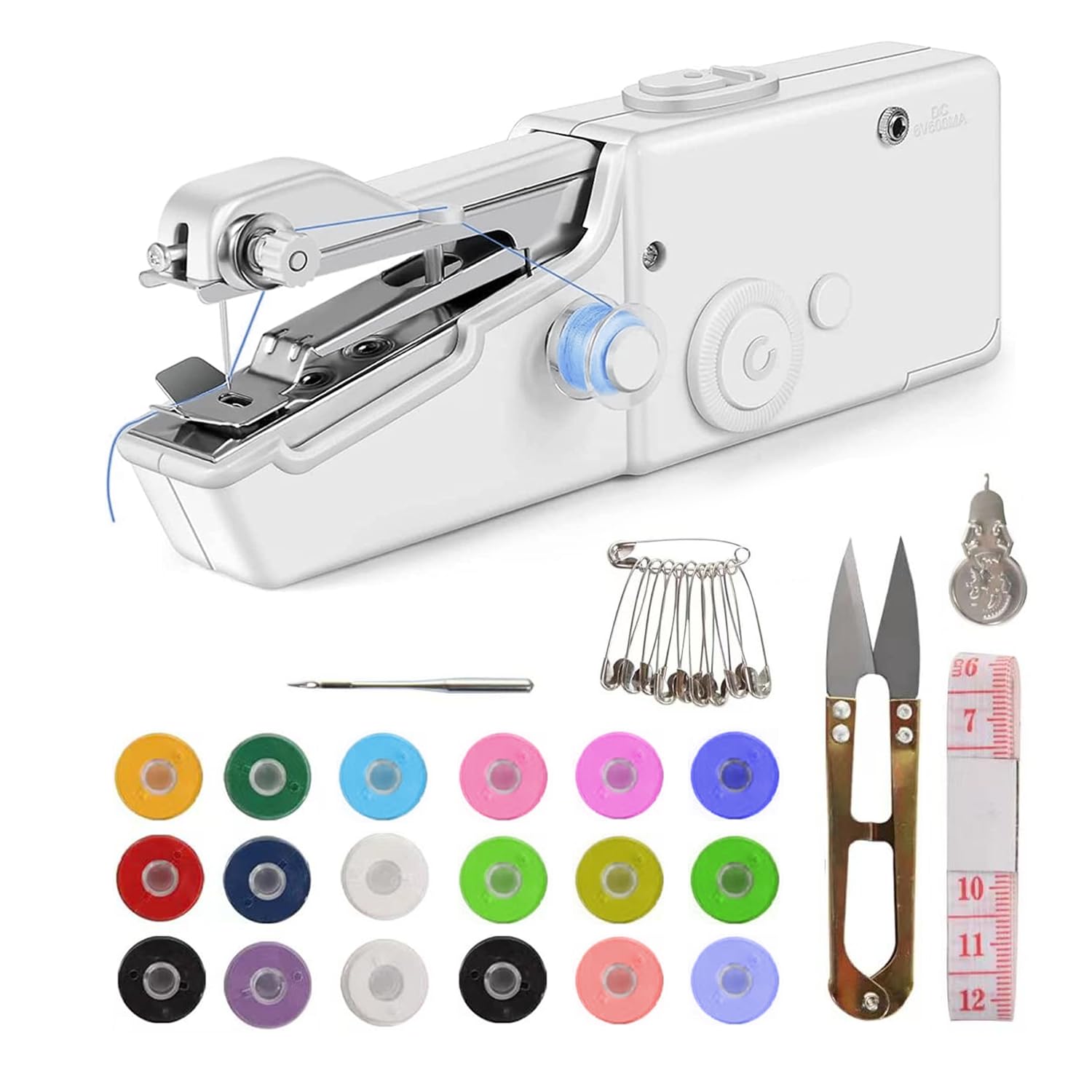 Handheld Sewing Machine, Mini Portable Electric Sewing Machine for Adult, Easy to Use and Fast Stitch Suitable for Clothes,small handheld，Fabrics, DIY Home Travel，White，