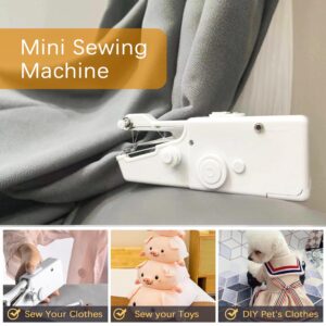 Handheld Sewing Machine, Mini Portable Electric Sewing Machine for Adult, Easy to Use and Fast Stitch Suitable for Clothes,small handheld，Fabrics, DIY Home Travel，White，