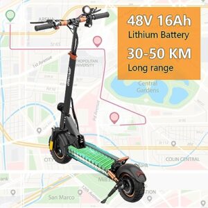 Electric Scooter with Seat, Upgraded 800W Motor, 28 MPH 31 Miles Range, 10" Tires Escooter, 48V UL Certified Battery, Double Braking System, Foldable Commuting Electric Scooter for Adults with seat