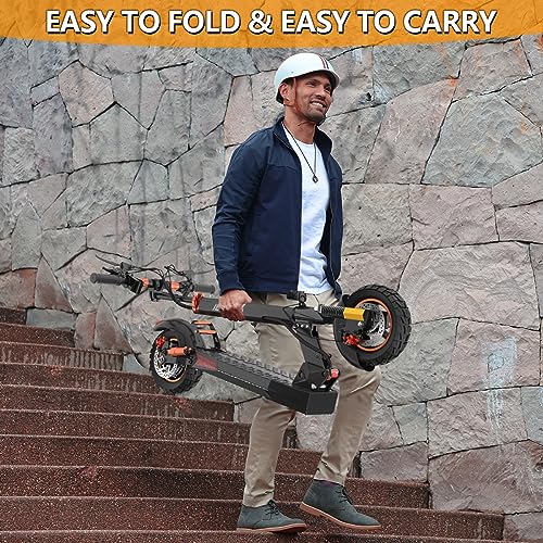 Electric Scooter with Seat, Upgraded 800W Motor, 28 MPH 31 Miles Range, 10" Tires Escooter, 48V UL Certified Battery, Double Braking System, Foldable Commuting Electric Scooter for Adults with seat