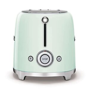 SMEG 2 Slice Toaster and Sandwich Rack Combo, Pastel Green