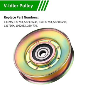 V-Idler Pulley 532127783 Replacement for Hu sqvarna Mower - V Groove Idler Pulley 139245 Compatible with Craftsman, Po Ulan, AYP Riding Mower, Replaces 127783 532139245 532106298 280-770