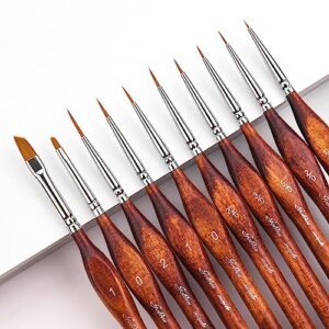 miniature model paint brushes-10pcs micro detail paint brush set,small fine detail brushes for acrylics, oils, watercolors & paint by number, citadel, figurine, warhammer 40k