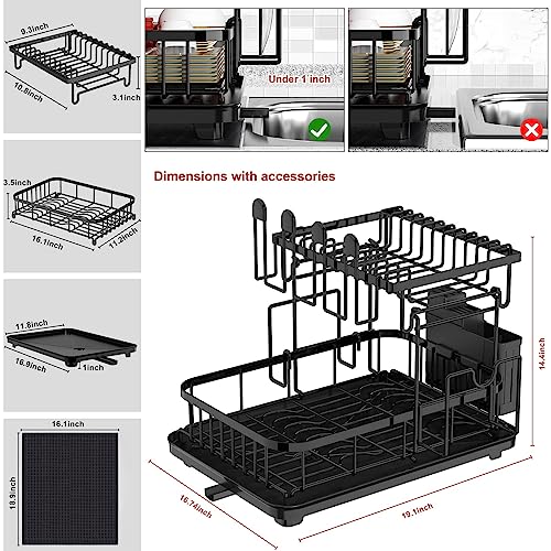 Cibert 5-Pack Shower Shelves for Inside Shower & 2 Tier Dish Drying Rack with Drainboard Set