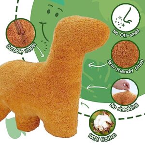 NEWYANG 4 Pieces Dino Nugget Pillow Set - Large Chicken Nugget Plush with 3 Dino Plush Toys, Creative Dinosaur Stuffed Animal Doll for Boys and Girls Birthday Gift Party Favors