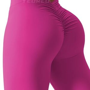 YEOREO Gym Leggings for Women V Back Workout Leggings Scrunch Butt Lifting Leggings for Women High Waist Booty Yoga Pants Daze Womens Leggings Pink Small