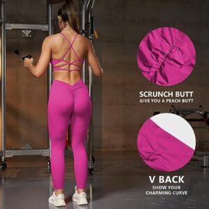 YEOREO Gym Leggings for Women V Back Workout Leggings Scrunch Butt Lifting Leggings for Women High Waist Booty Yoga Pants Daze Womens Leggings Pink Small