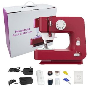 mini sewing machine compact for beginner, dual speed portable machine speed control computerized sewing machine full functions,easy operation light, sewing kit for household, travel, diy handmade