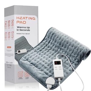 heating pad for back pain relief & cramps, cimoby heating pads with auto shut off large, 6 heat settings electric heated pad, gifts for women, gifts for men, 12" x 24"