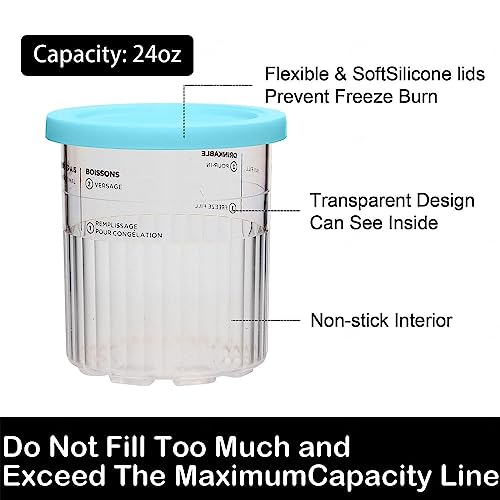 VRINO Creami Deluxe Pints, for Ninja Creami Deluxe,24 OZ Creami Deluxe Pints Bpa-Free,Dishwasher Safe Compatible with NC500,NC501 Series Ice Cream Makers