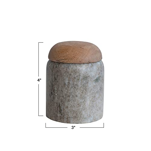 Creative Co-Op Modern Marble Wood Lid, Natural Canister & Modern Marble Wood Lid, Natural Canister