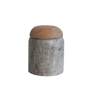 Creative Co-Op Modern Marble Wood Lid, Natural Canister & Modern Marble Wood Lid, Natural Canister