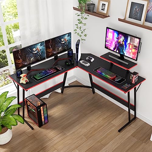 PayLessHere L Shaped Desk Corner Gaming Desk Computer Desk with Large Desktop Studying and Working and Gaming for Home and Work Place,Black