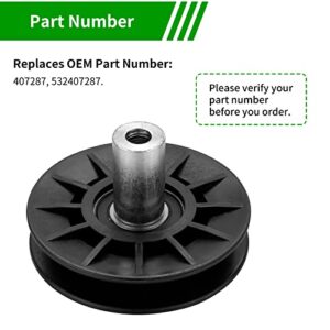 Replacement Idler Pulley 532407287 407287 Fit for Hu sqvarna Mower - Ground Drive Idler V-Groove Pulley Compatible with HU YTH2454, Craftsman YT4000 YT4500 917 Series Lawn Tractor, Riding Lawn Mower