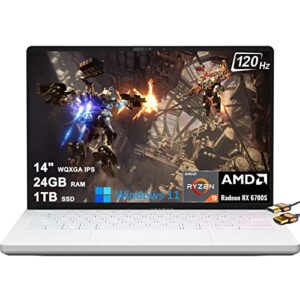 asus rog zephyrus g14 gaming laptop 14" wqxga 120hz (100% dci-p3) amd 8-core ryzen 9 6900hs (beat i7-11370h) 24gb ram 1tb ssd radeon rx6700s 8gb graphic (beat rtx3060) backlit usb-c win11 + hdmi cable