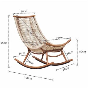 JHKZUDG Outdoor PE Gel Rope Rocking Chair, Patio PE Rope Rocker Chair with High-Back & Metal Frame, All-Weather Rocking Lawn Furniture, for Garden Backyard Porch