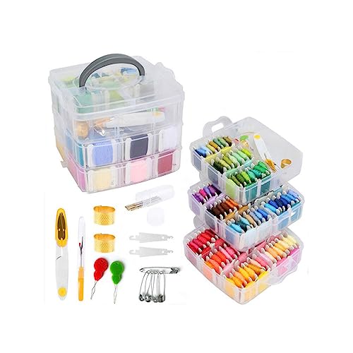 EXCEART Cross Stitch Kits 1 Set Embroidery Floss Set, Friendship Bracelet String Kit, String Bracelet Making Kit, 150 Pcs Embroidery Thread for DIY Sewing Use Cross Stitch Kit