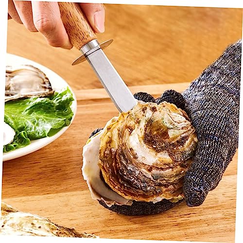 HEMOTON Seafood Tools 2pcs Stainless Steel Oyster Knife Stainless Steel Cutter Seafood Opener Open Shell Tool Stainless Steel Knives Utility Knife Stainless Steel, Wood Oyster Cutter