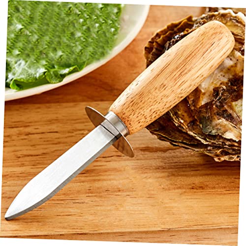 HEMOTON Seafood Tools 2pcs Stainless Steel Oyster Knife Stainless Steel Cutter Seafood Opener Open Shell Tool Stainless Steel Knives Utility Knife Stainless Steel, Wood Oyster Cutter